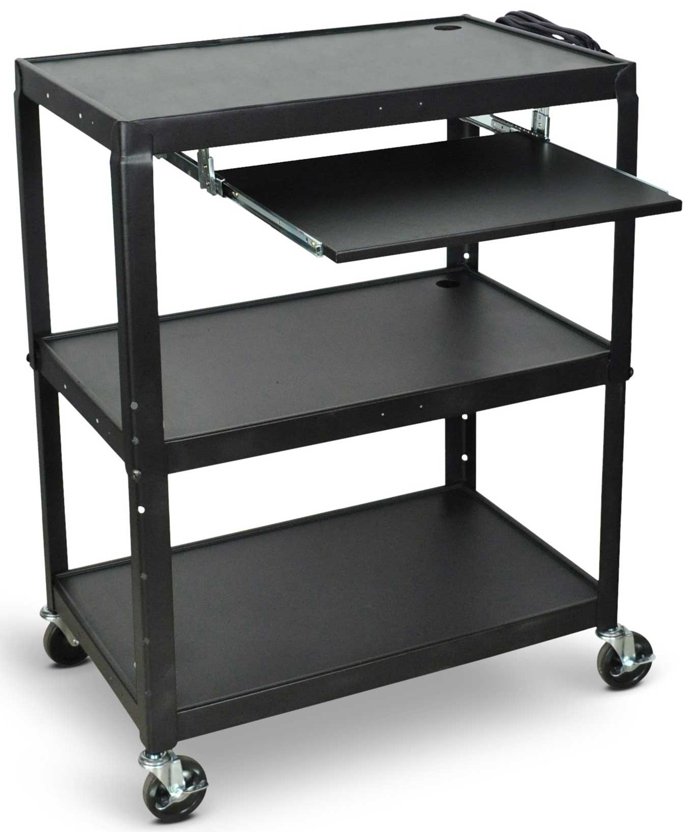 Luxor Extra-Large Adjustable-Height Steel AV Cart with Pullout Keyboard ...