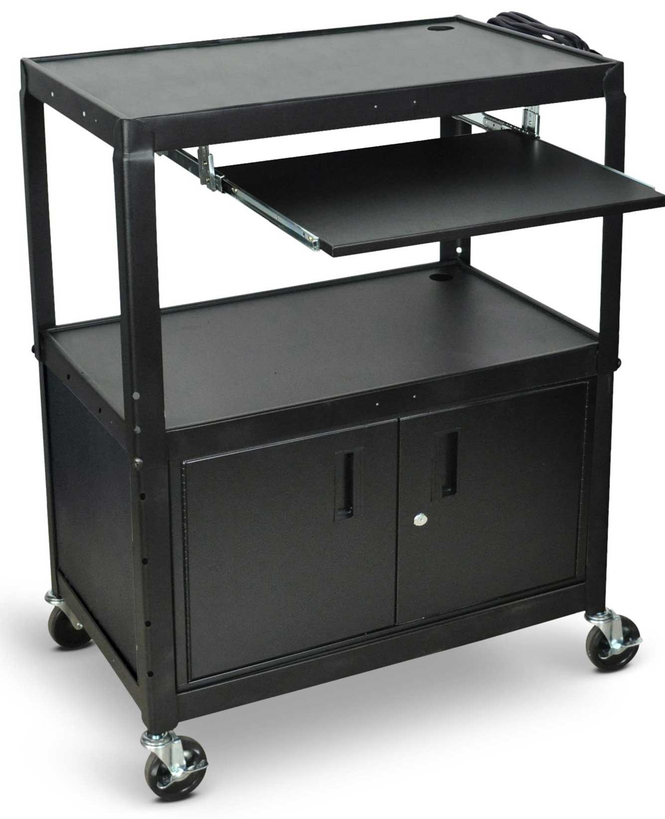 Luxor Black Extra Large Adjustable Height Steel Cabinet Cart with ...