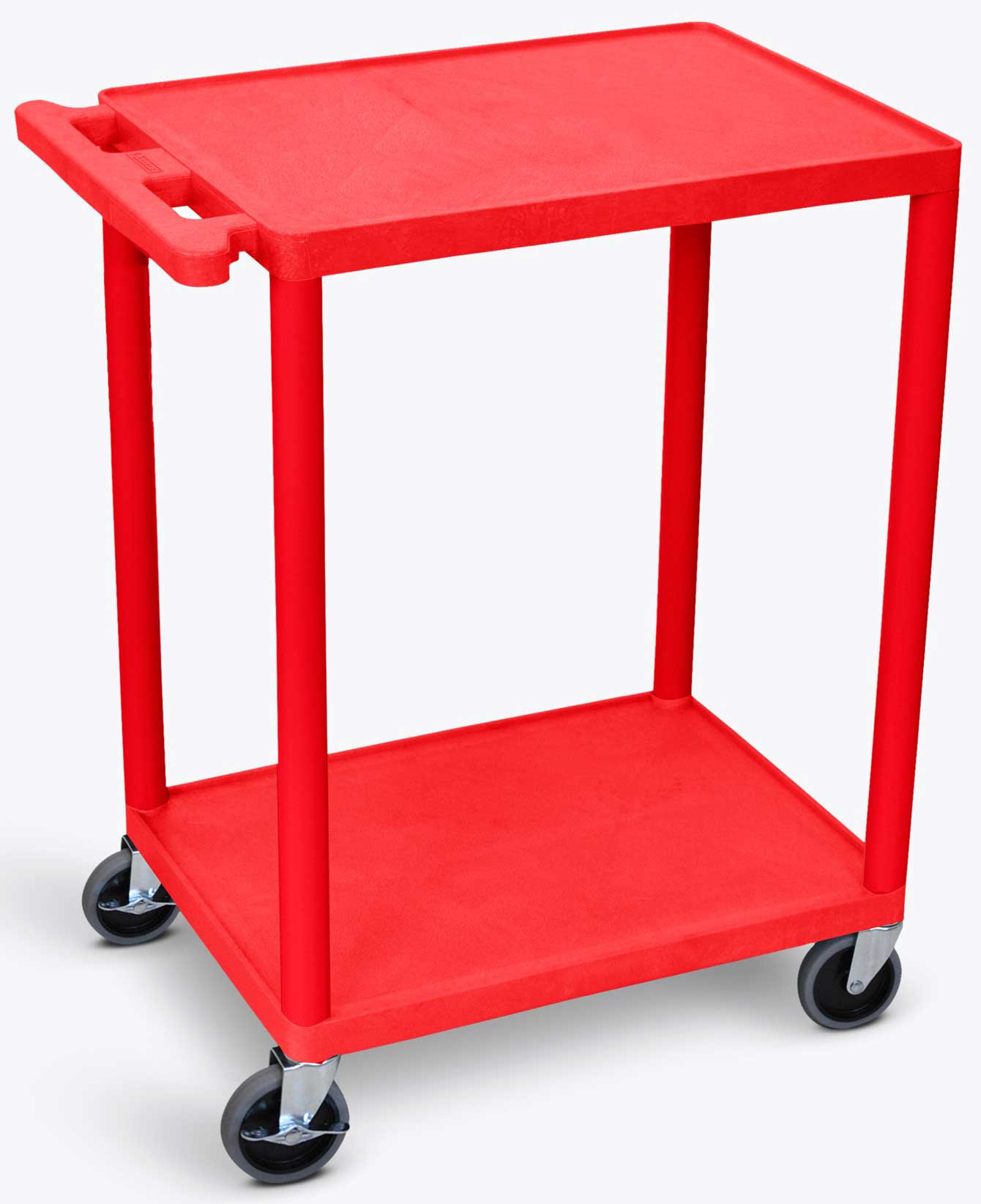 Luxor Red Two Shelves Structural Foam Plastic Utility Cart, 24 x 18 x ...