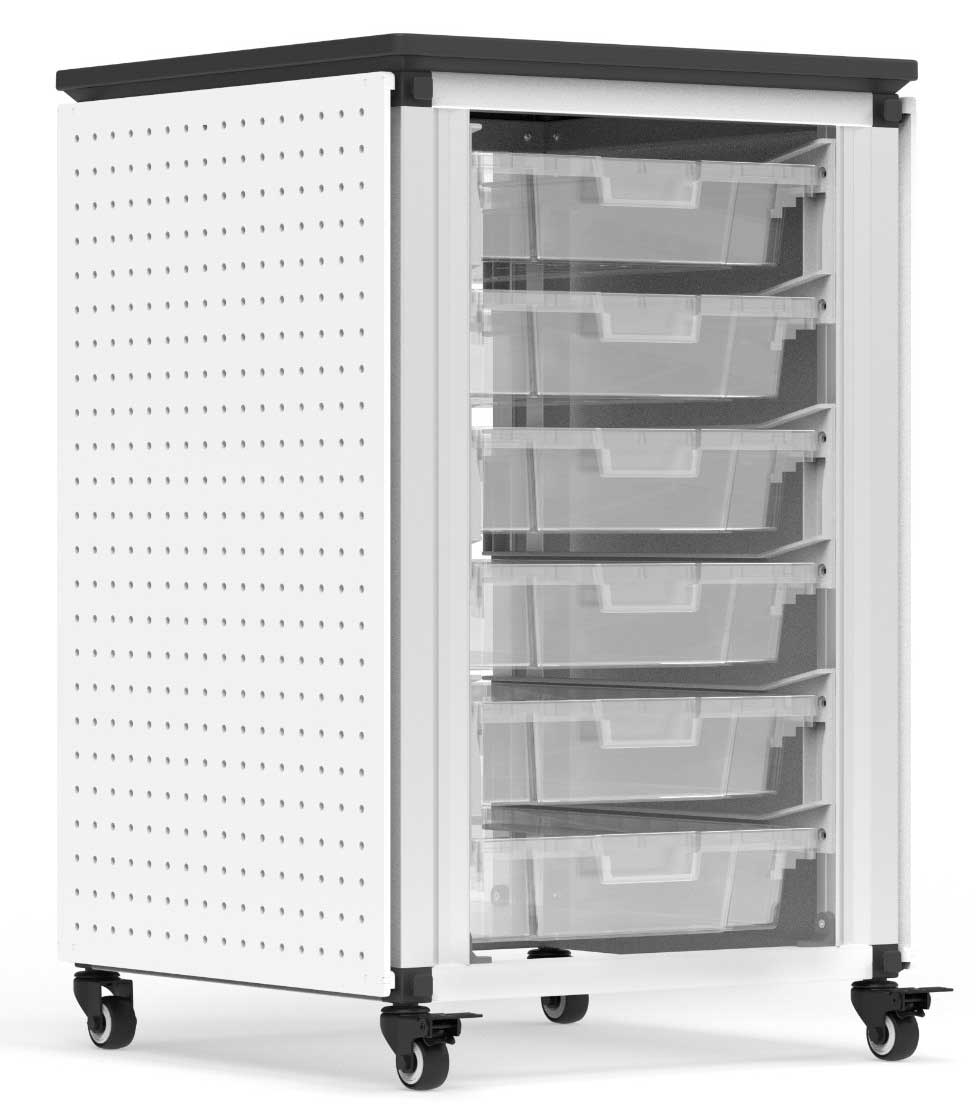 Luxor Black Single Module with 6 Small Bins Modular Classroom Storage Cabinet, 18.2 x 18.2 x 28. ...