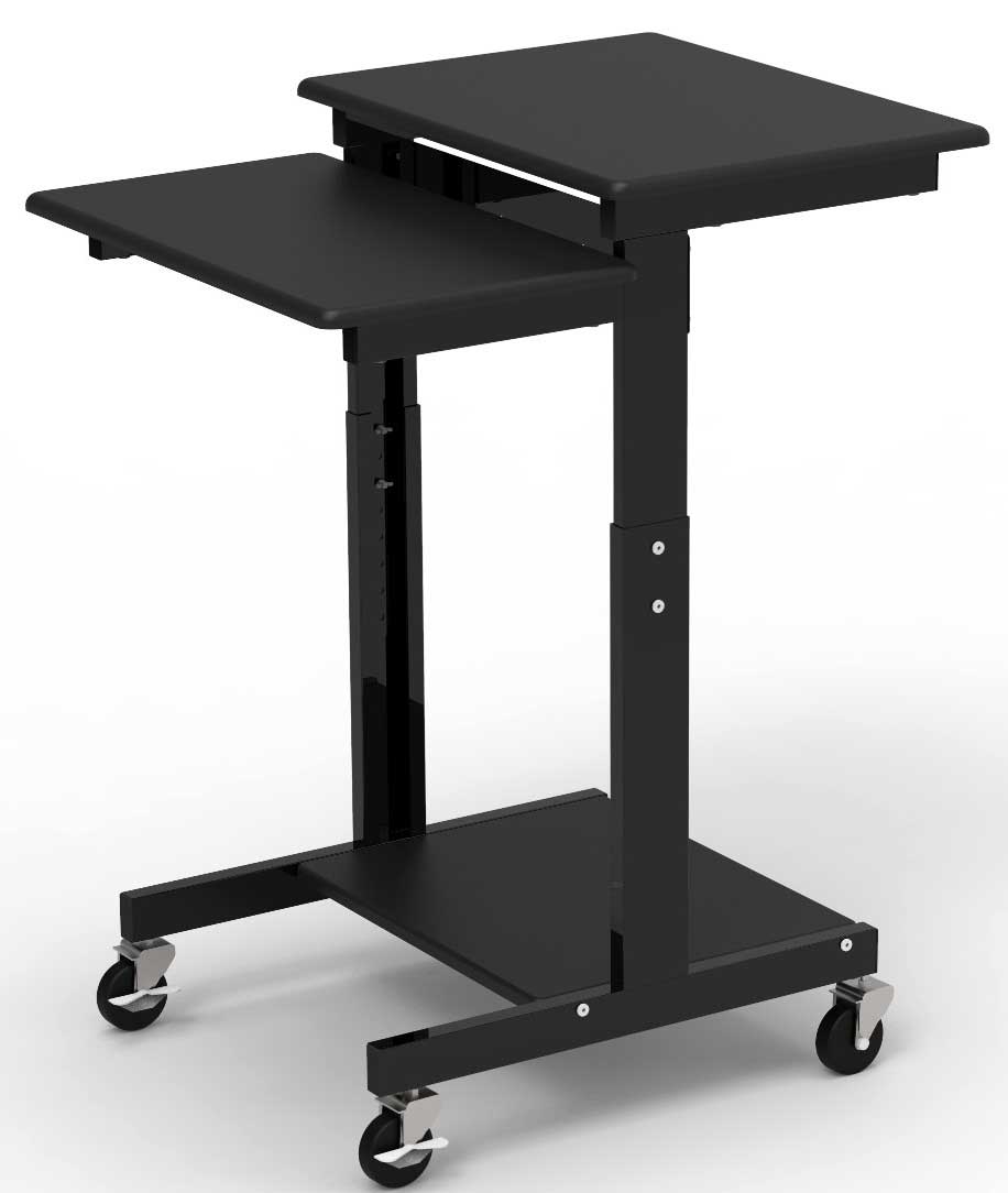 Luxor Black Adjustable-Height Presentation Workstation, 24 x 31 x 39 to ...