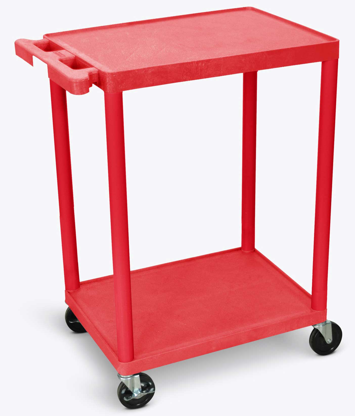 Luxor Red Two Flat Shelves Cart, 24 x 18 x 33 inch Height
