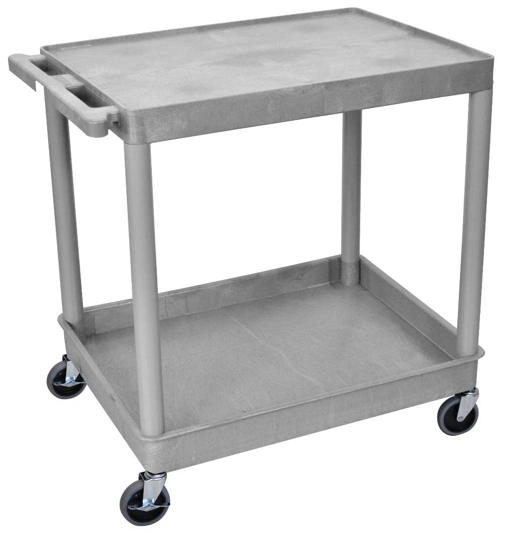 Luxor Gray Large Flat-Top and Tub-Bottom Shelf Cart, 32 x 24 x 35.75 ...
