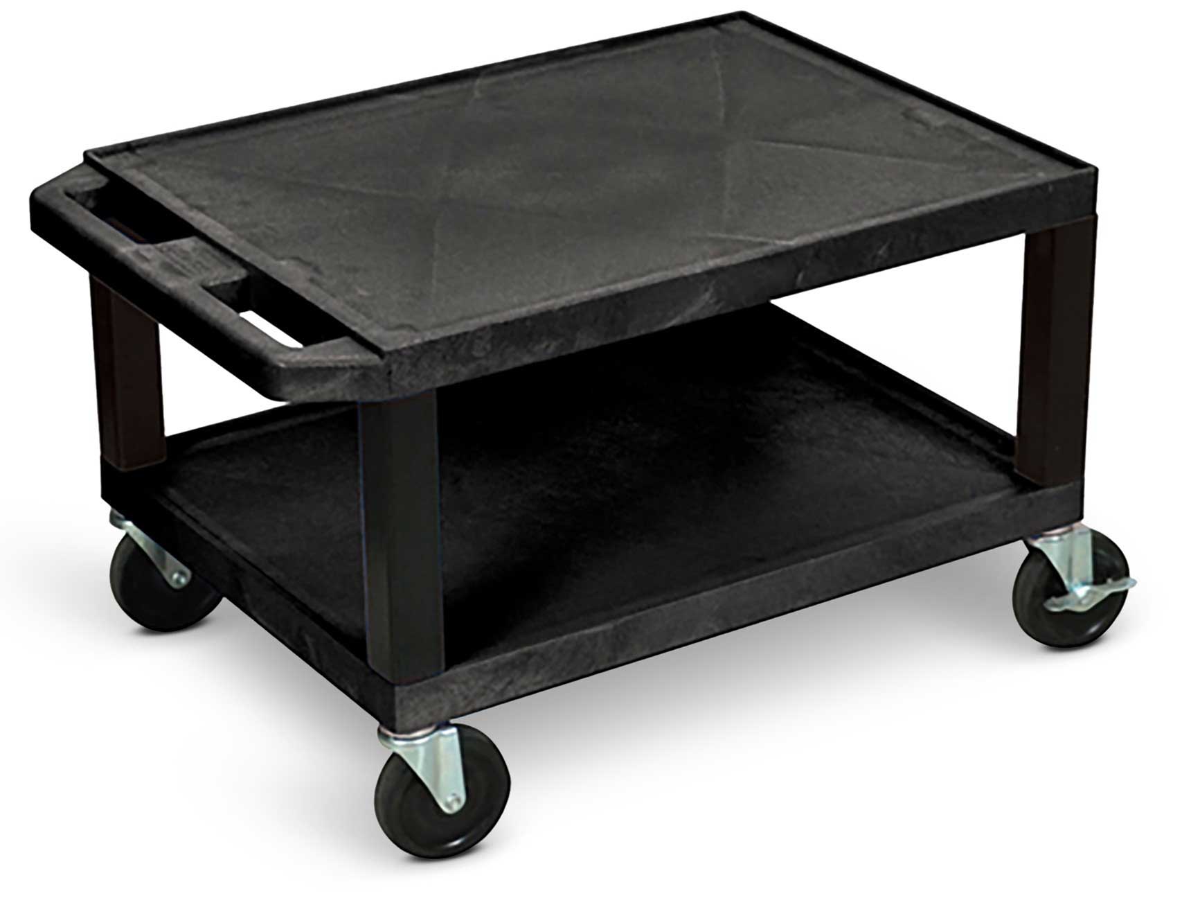 Luxor Black AV Cart with Two Shelves and Black Legs, 24 x 18 x 16 inch ...