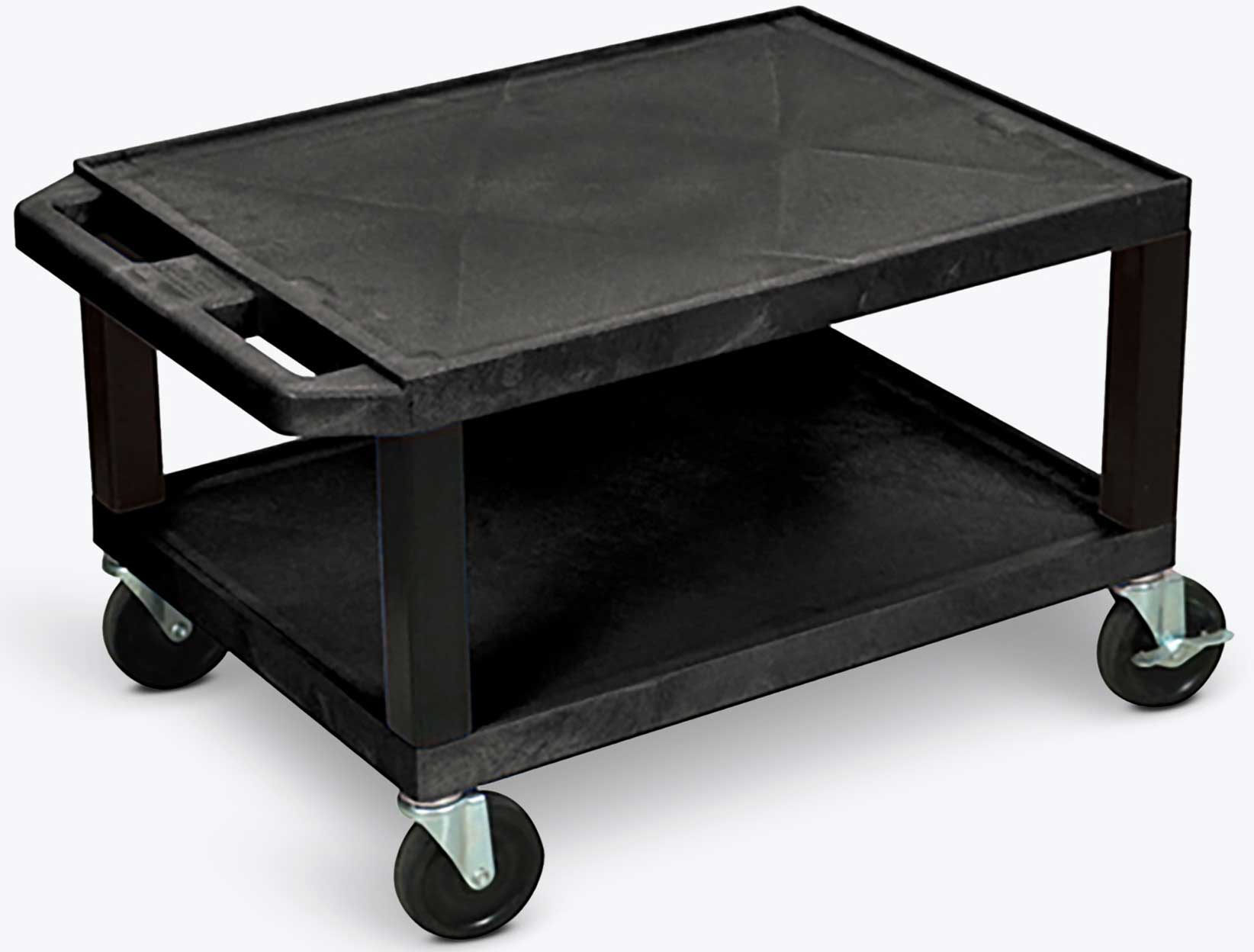 Luxor Black AV Cart with Two Shelves and Black Legs, 24 x 18 x 16 inch ...