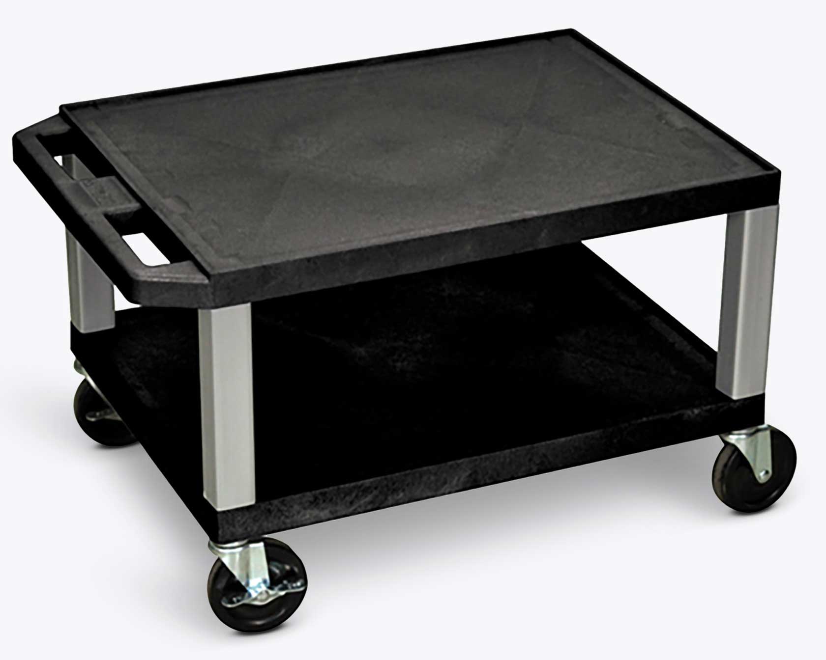 Luxor Black AV Cart with Two Shelves and Nickel Legs, 24 x 18 x 16 inch ...