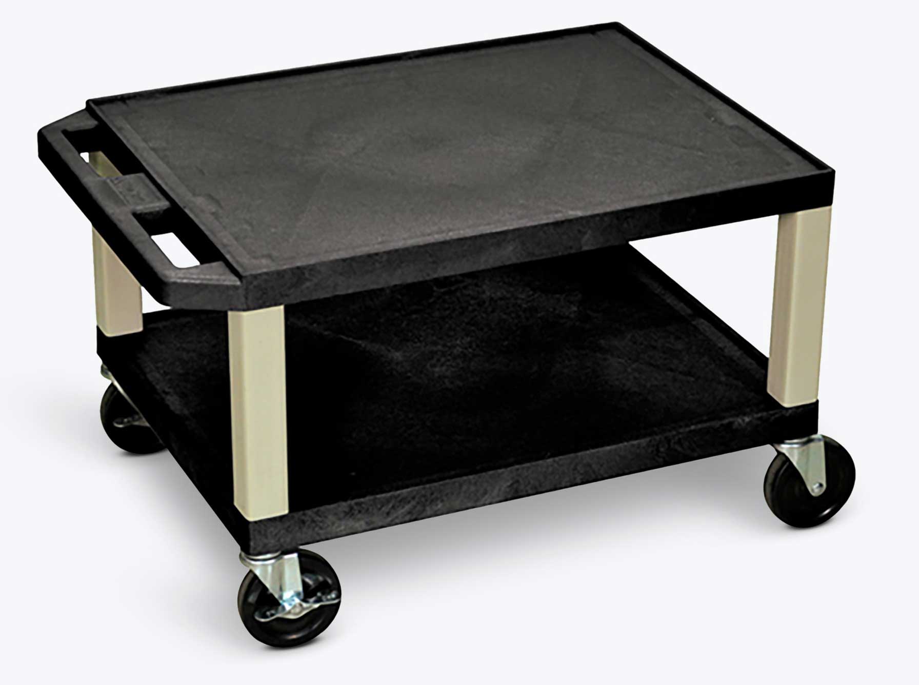 Luxor Black AV Cart with Two Shelves and Putty Legs, 24 x 18 x 16 inch ...