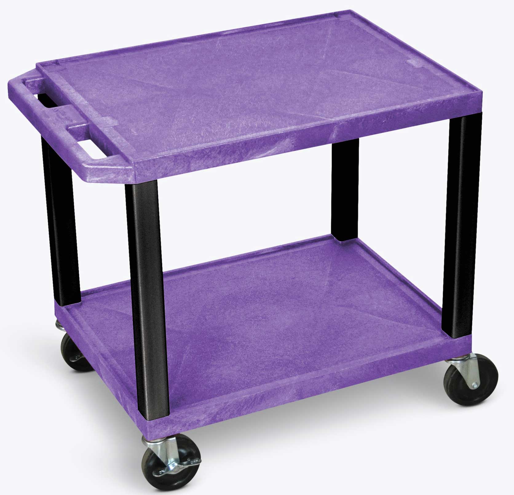 Luxor Purple AV Cart with Two Shelves and Black Legs, 24 x 18 x 24.5 ...