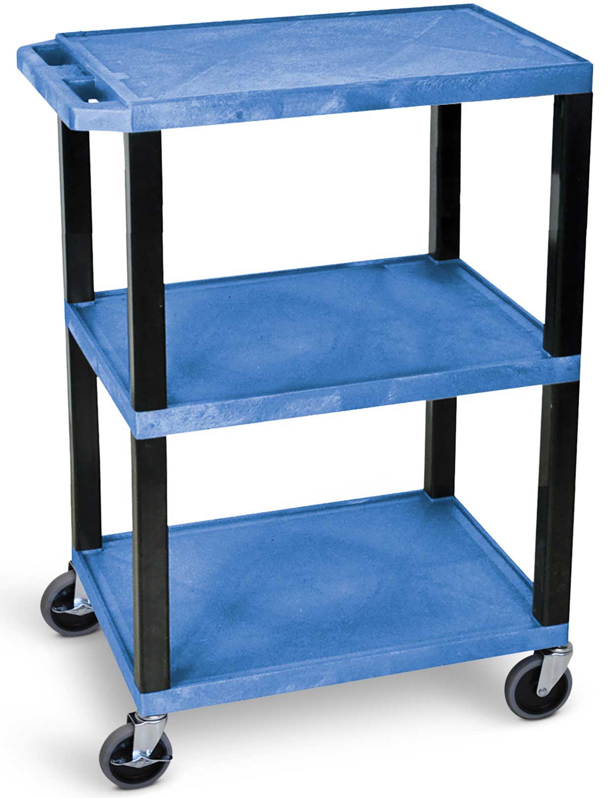 Luxor Tuffy Blue Three-Shelf Multi-Purpose Utility Cart with Flat ...