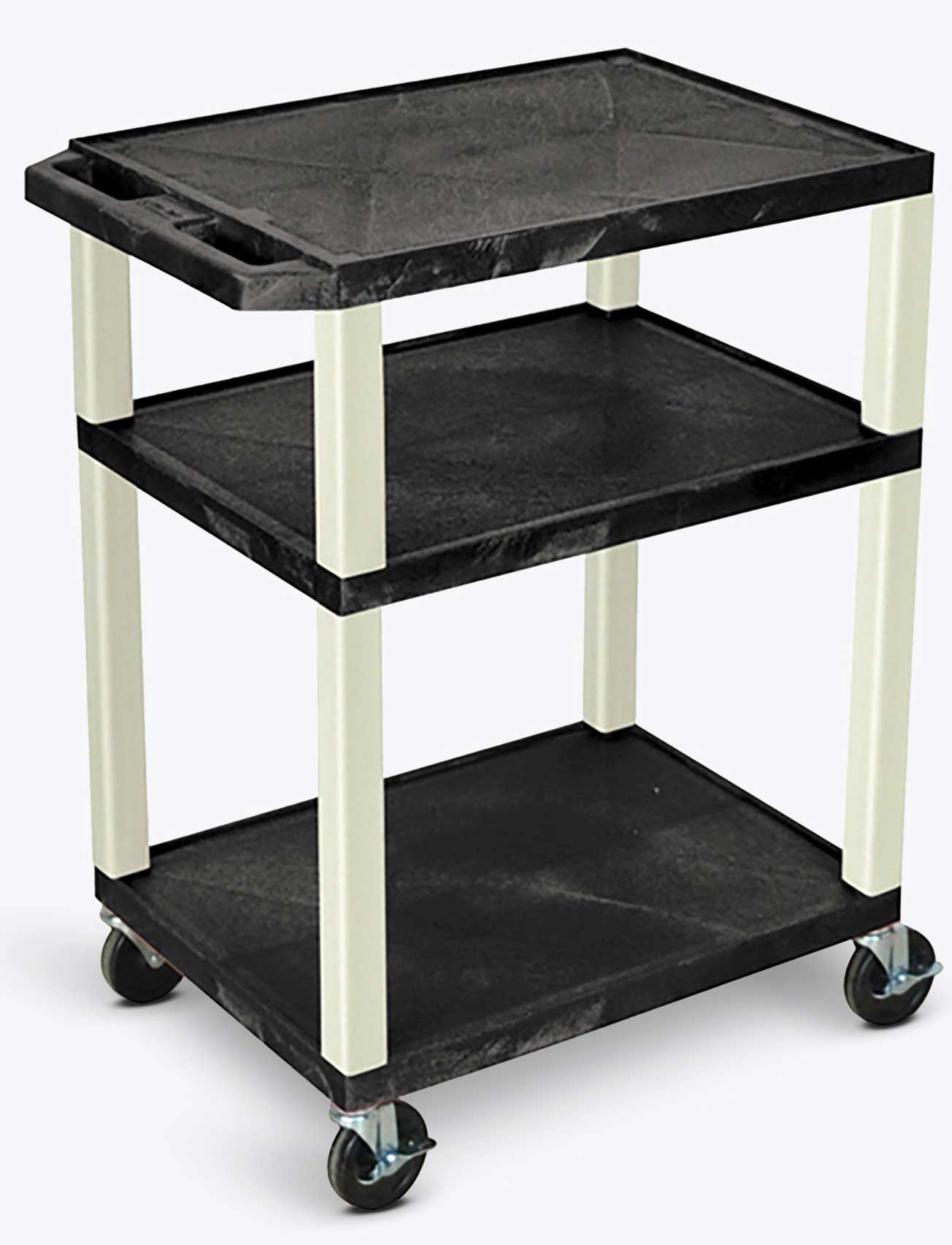 Luxor Purple AV Cart with Three Shelves and Putty Legs, 24 x 18 x 34 ...