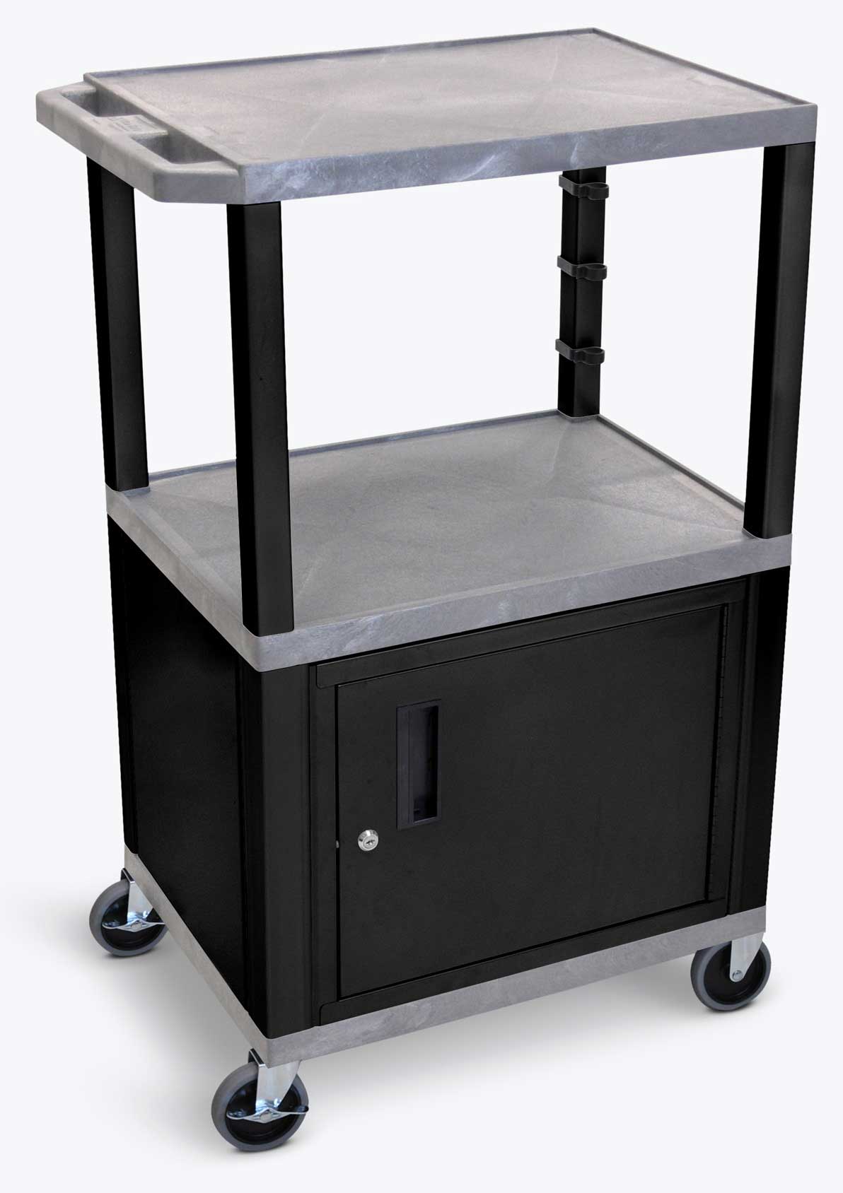 Luxor Gray 3 Shelves Cabinet AV Cart with Electric Assembly and Black ...